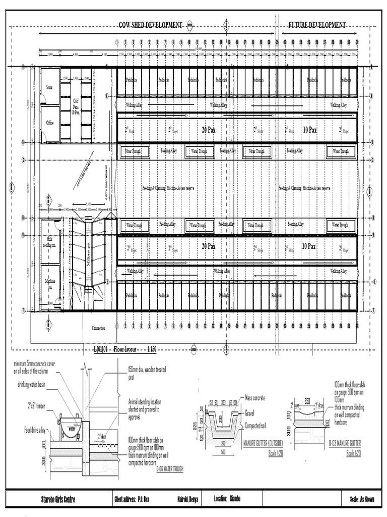 Dairy Farm Section - Drawings | PDF | Concrete | Wall