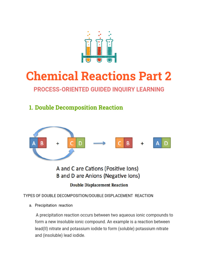 POGIL - Chemical Reactions Part 2 | PDF | Chemical Reactions | Chemical ...