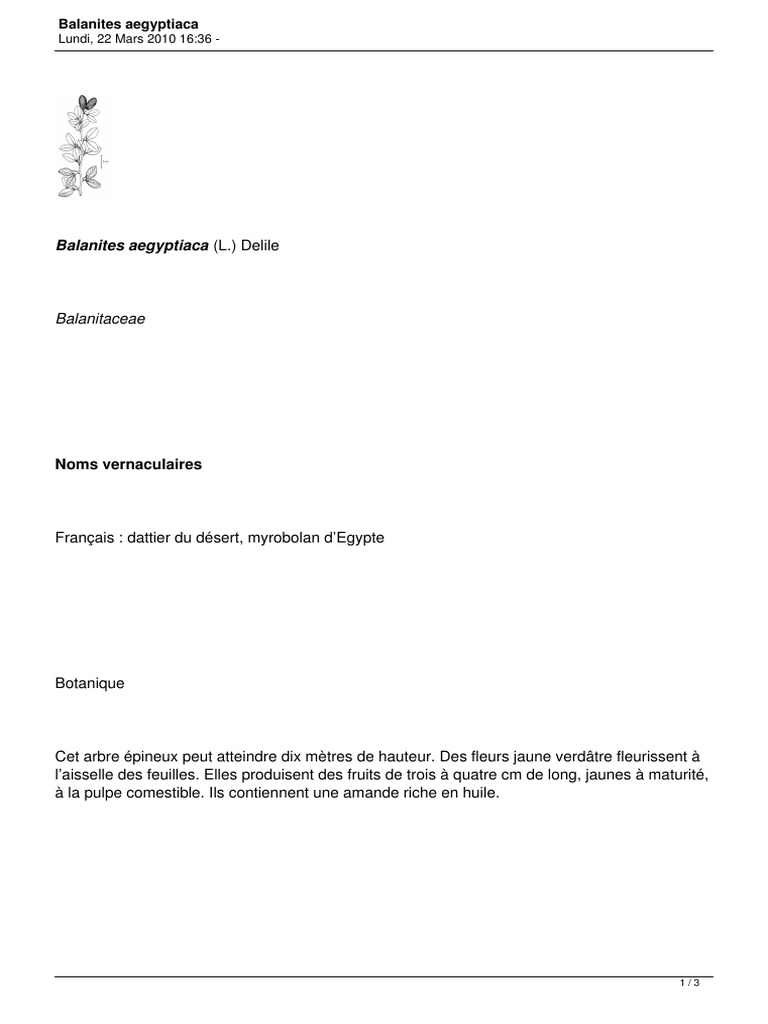 Balanites Aegyptiaca | PDF