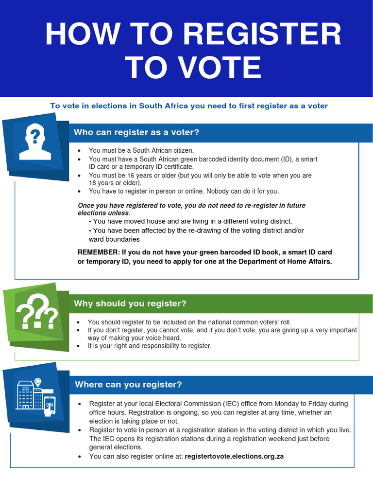 IEC How to Register to Vote Factsheet | Download Free PDF | Voter ...