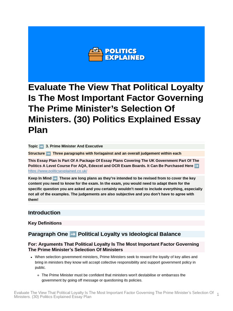 Evaluate The View That Political Loyalty Is The Most Important Factor ...