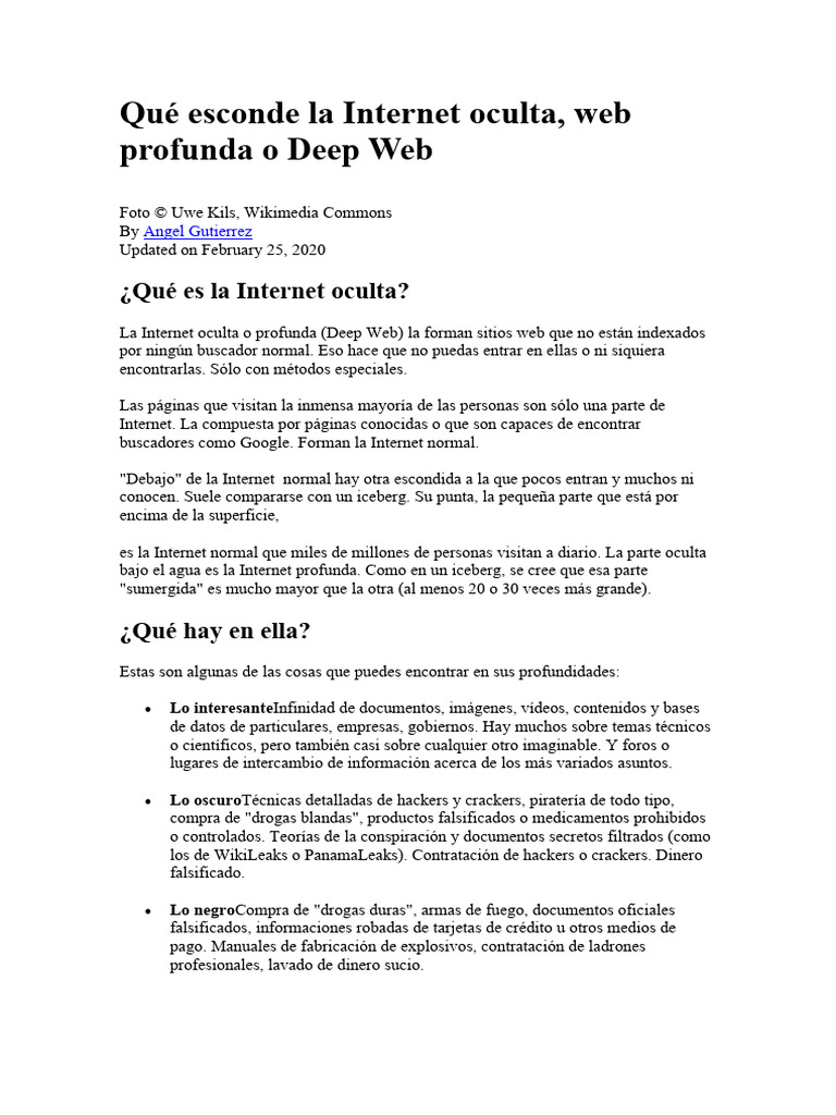 Qué Esconde La Internet Oculta, Web Profunda o Deep Web | Descargar gratis PDF | Internet | Red ...