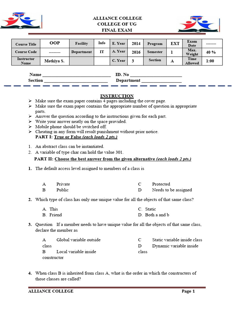 Final_OOP | Download Free PDF | Class (Computer Programming) | Boolean Data Type