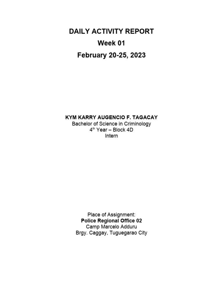 OJT Narrative Report: Week 1 Insights | PDF | Police