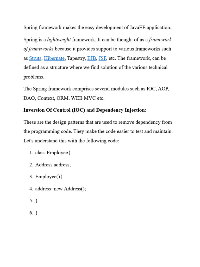 Self Spring Notes Pdf Spring Framework Class Computer Programming