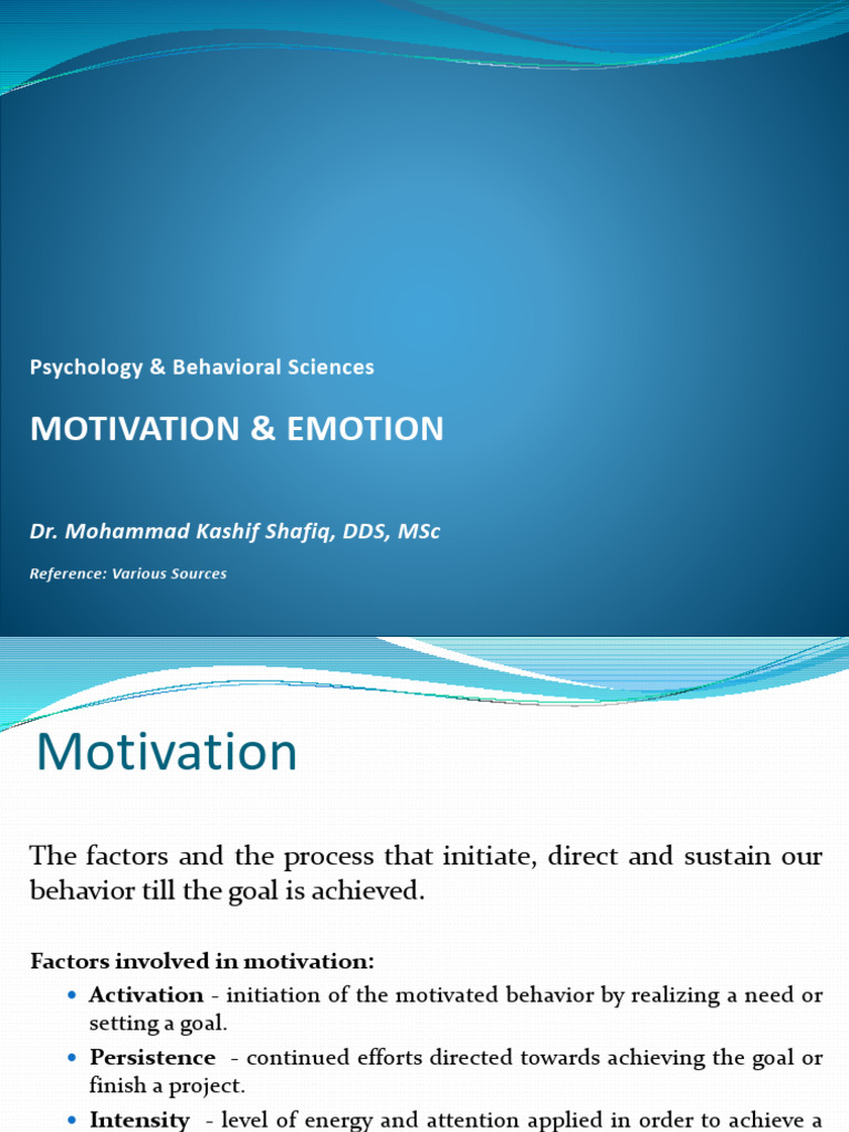 Topic 3 - Motivation Emotion | PDF | Emotions | Motivational