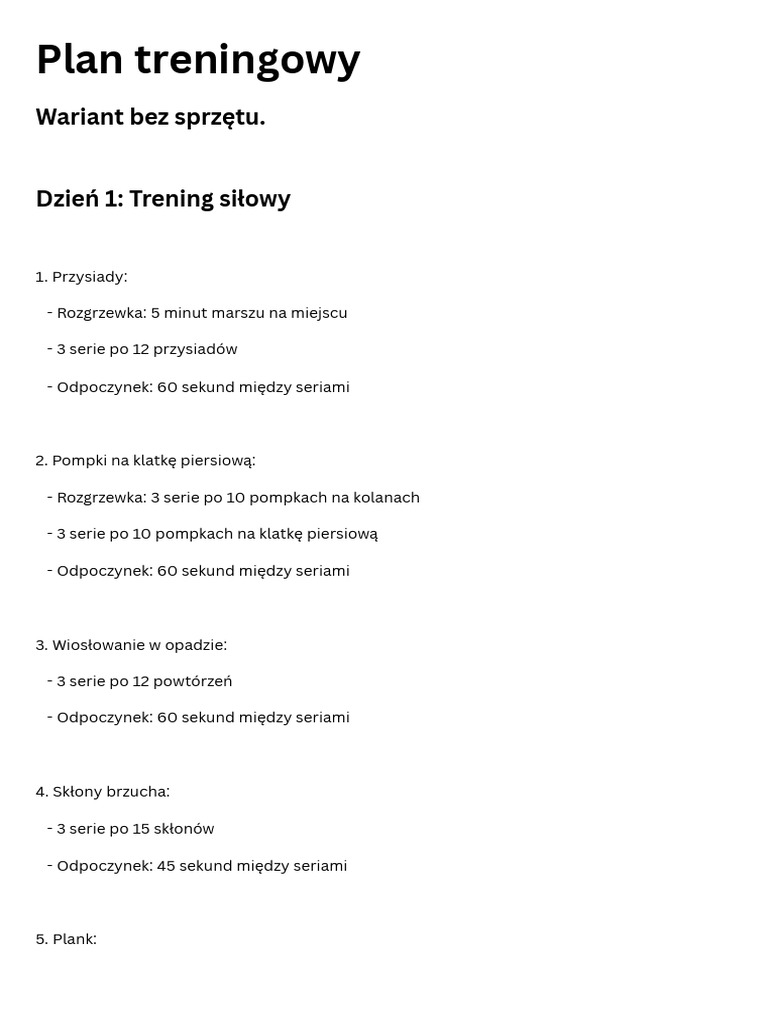 Plan Treningowy | PDF