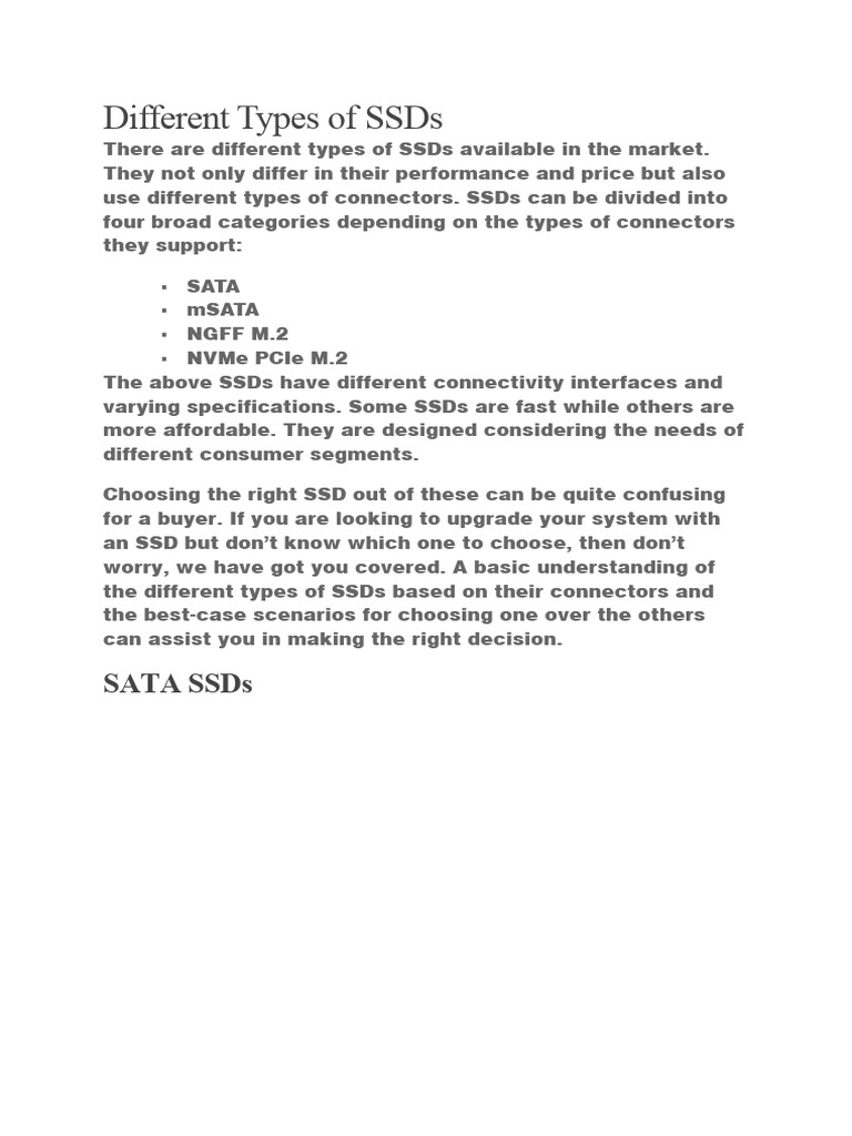 Different Types of SSDs | PDF | Solid State Drive | Laptop