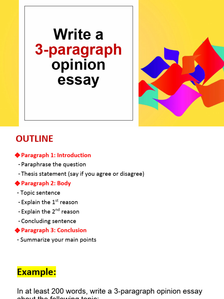 Writing a 3-Paragraph Opinion Essay | PDF | Reason | Essays