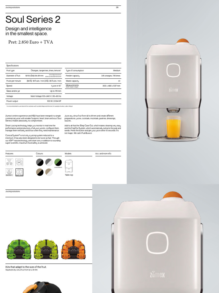 Catalog Zumex Soul & Zumex Minex 2024 | PDF | Lime (Fruit) | Lemon