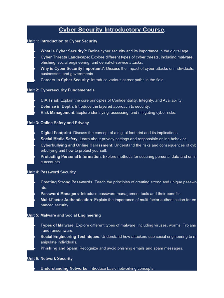 Cyber Security Pdf Security Computer Security