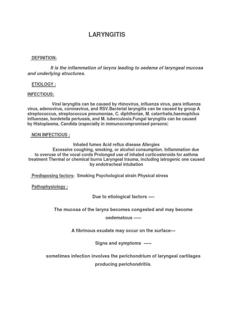 LARYNGITIS | Download Free PDF | Cough | Causes Of Death