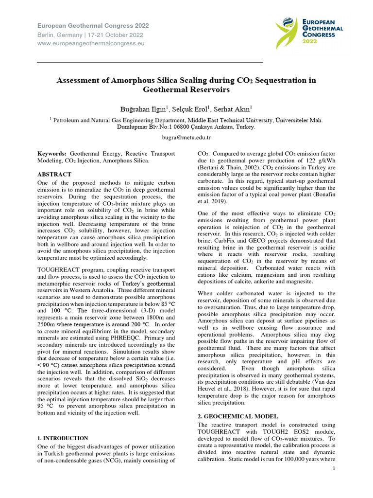 EGC 2022 ExtendedAbstract | PDF | Carbon Dioxide | Carbon Sequestration