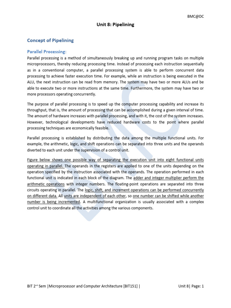 1_Unit 8 Pipeline.mp | PDF | Parallel Computing | Central Processing Unit