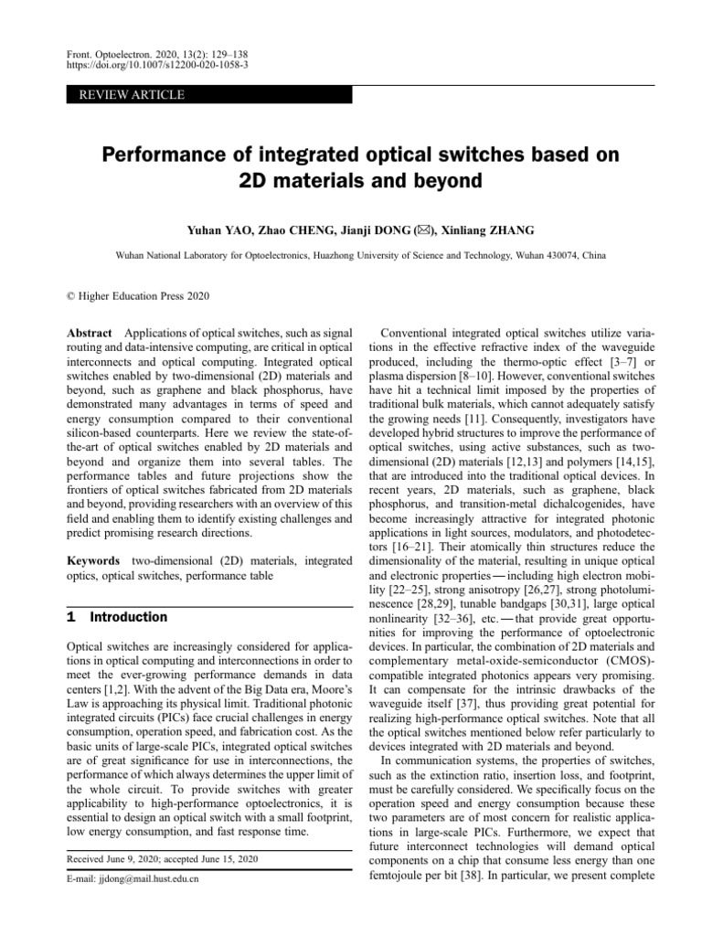 Integrated Optical Switches | PDF | Photonics | Plasmon
