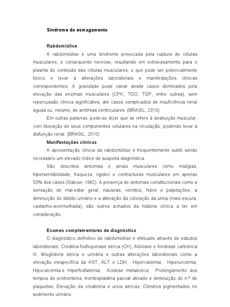 Síndrome Do Esmagamento | PDF | Doenças e distúrbios | Remédio
