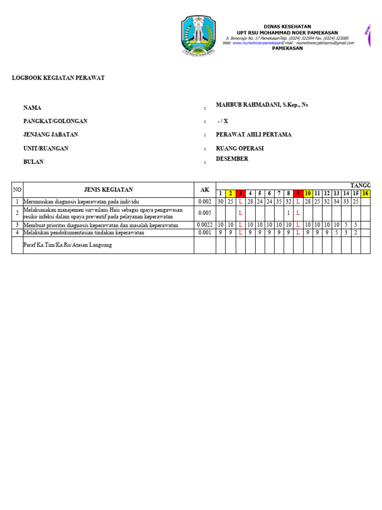 Logbook Mahbub November 2023 | PDF