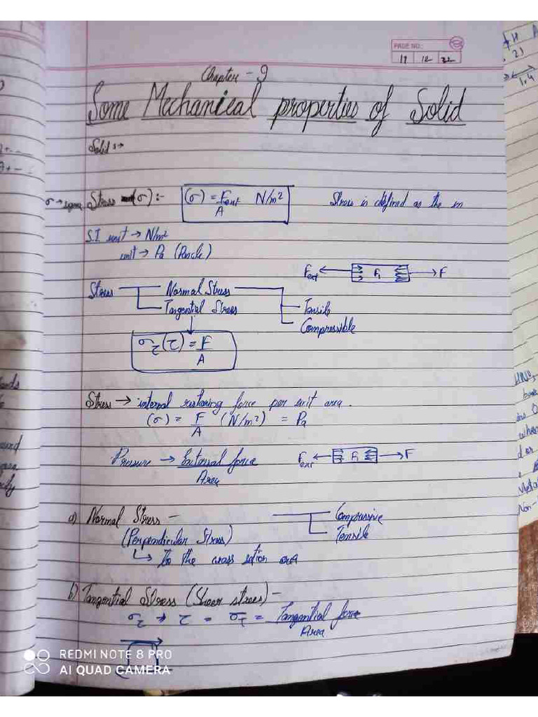 Mechanical Properties of Solid Class 11 | PDF