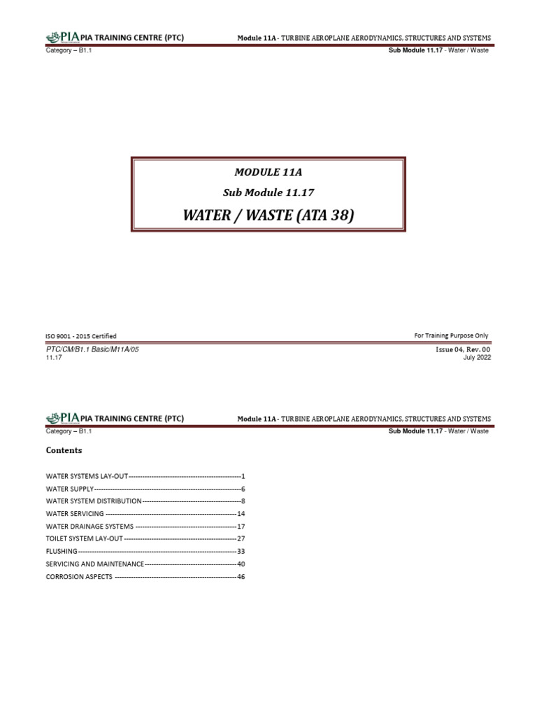ATA 38: Water and Waste Systems | PDF | Toilet | Water