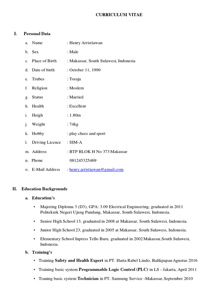 CV Terbaru Henry | PDF