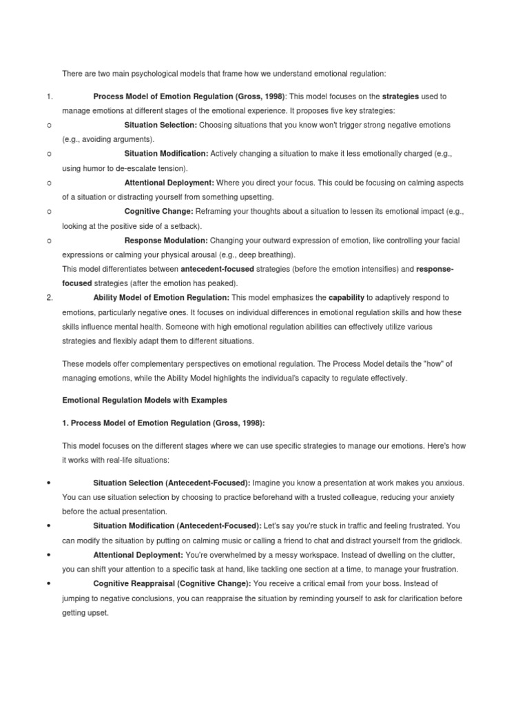 Emotional Regulation Models Explained | PDF | Emotional Self Regulation ...