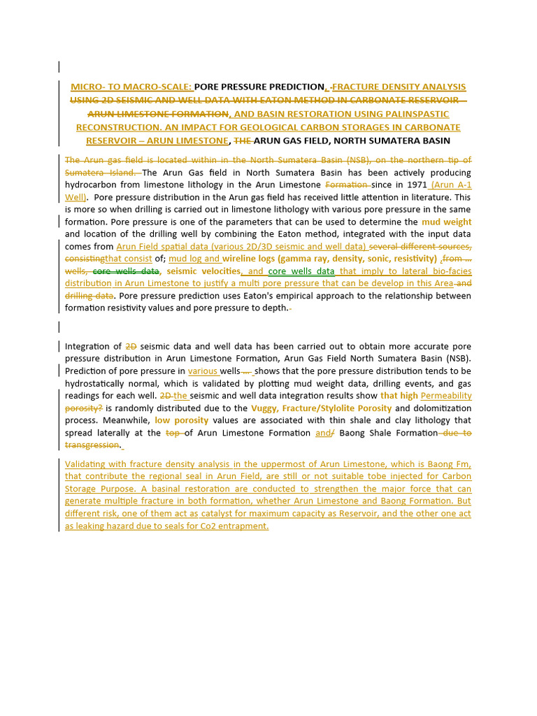 Abstract Pore Pressure Prediction Arun Gas Field TL | PDF | Petroleum ...