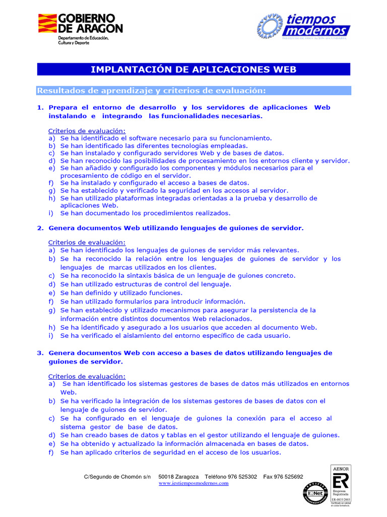 Sir2 Implantación de Aplicaciones Web | PDF | Lenguaje de programación | Aplicación web