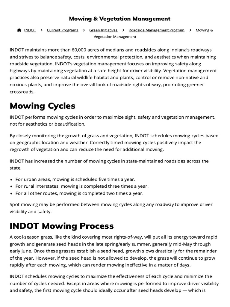 INDOT - Mowing & Vegetation Management | Download Free PDF | Herbicide ...