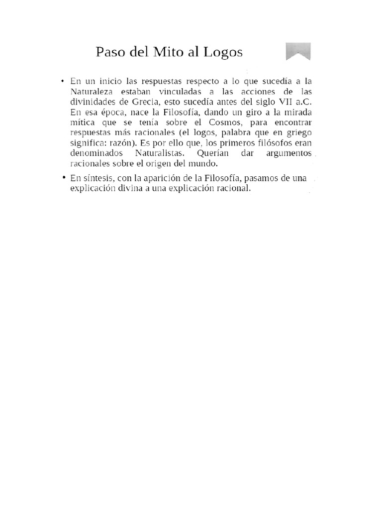 Paso Del Mito Al Logos | PDF