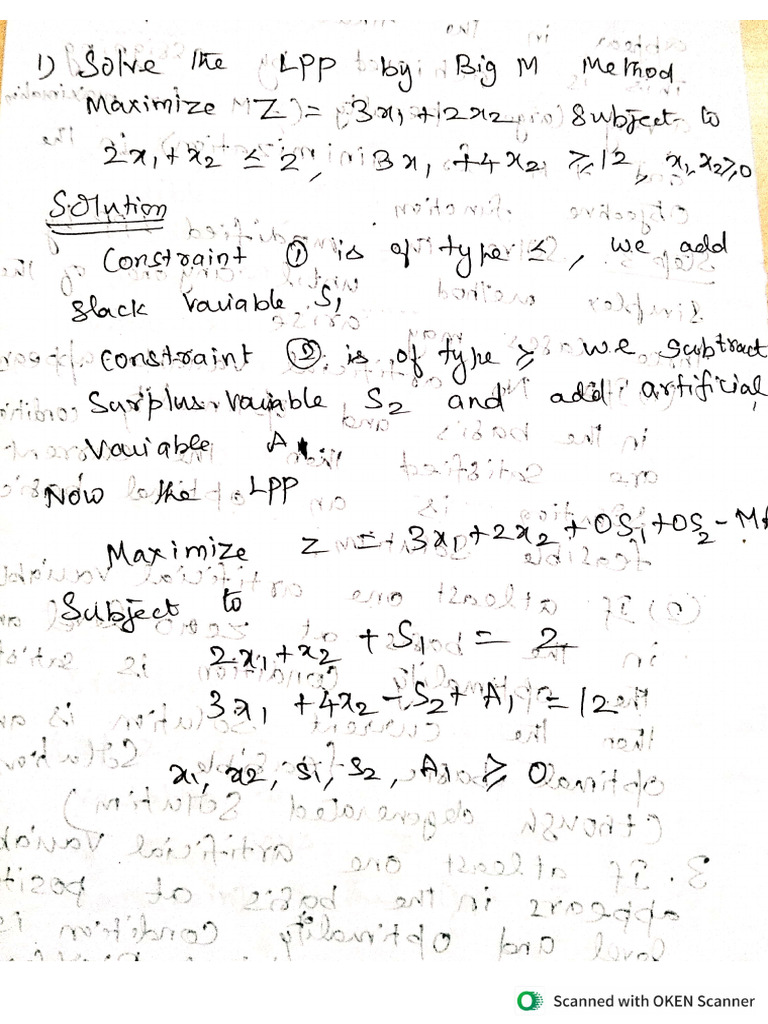Big M Method Problems | PDF