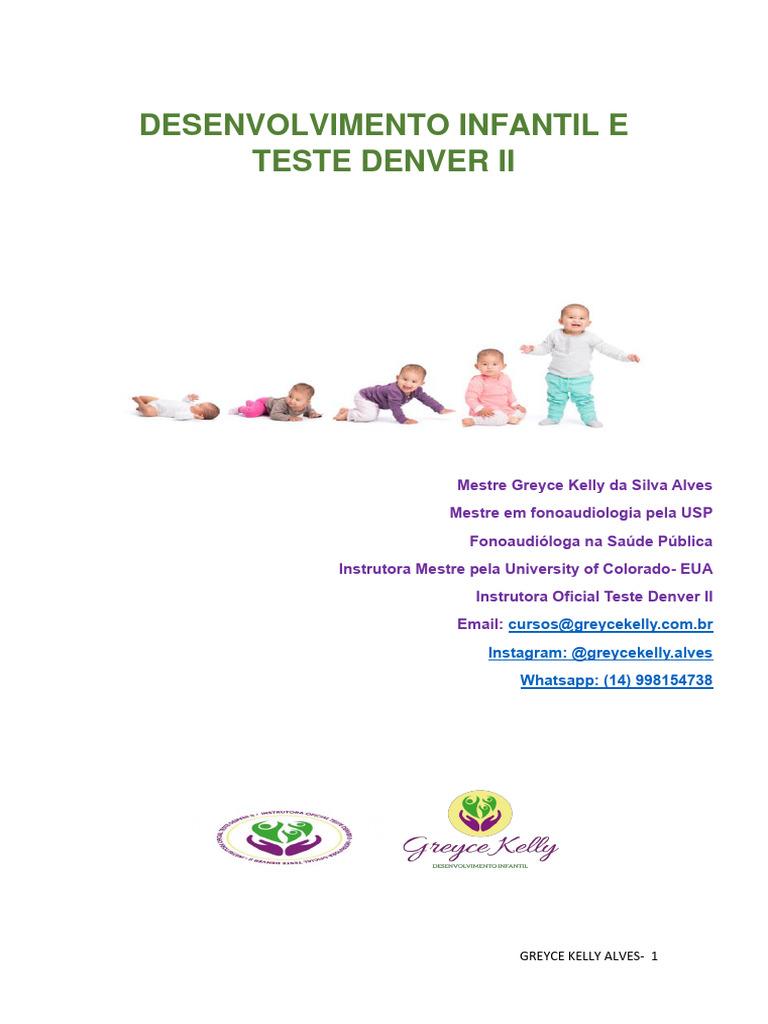 Apostila Treinamento Desenvolvimento Infantil e Teste Denver II - 2023 ...