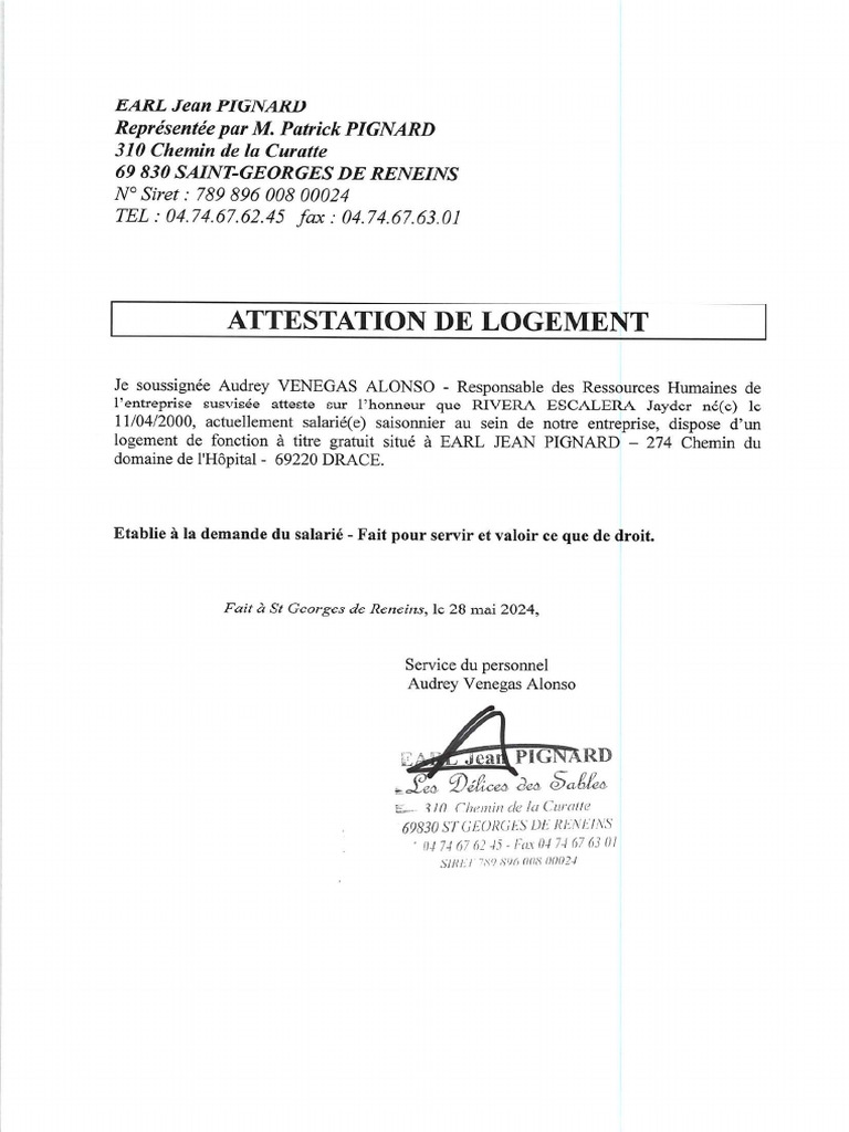 Attestation de Logement | PDF