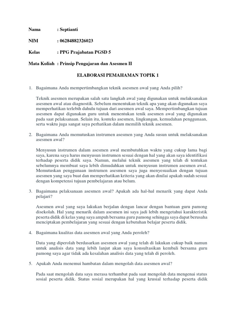 Septianti - Elaborasi Pemahaman t1 Ppae2 | PDF | Karier & Perkembangan | Komputer