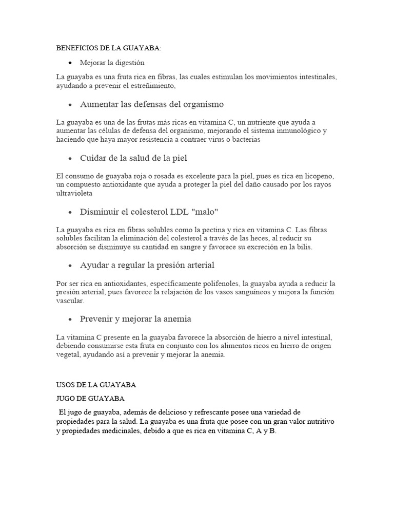 Beneficios de La Guayaba | PDF | Salud y bienestar