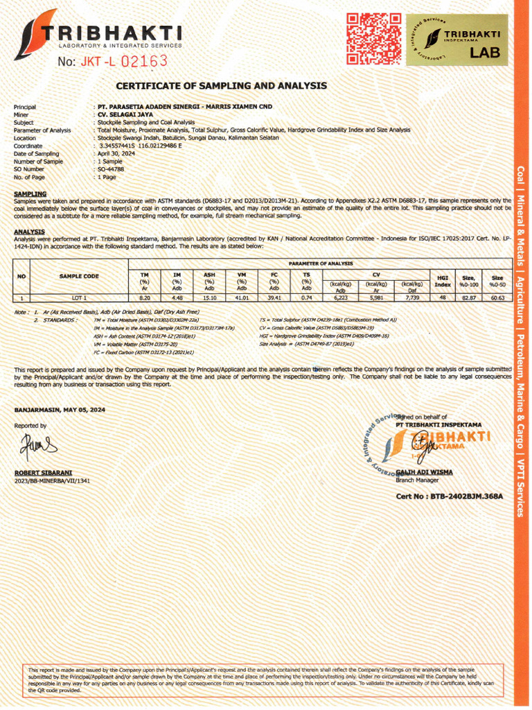 Scan Cert - PSA - Jetty Swangi Indah 1 | PDF