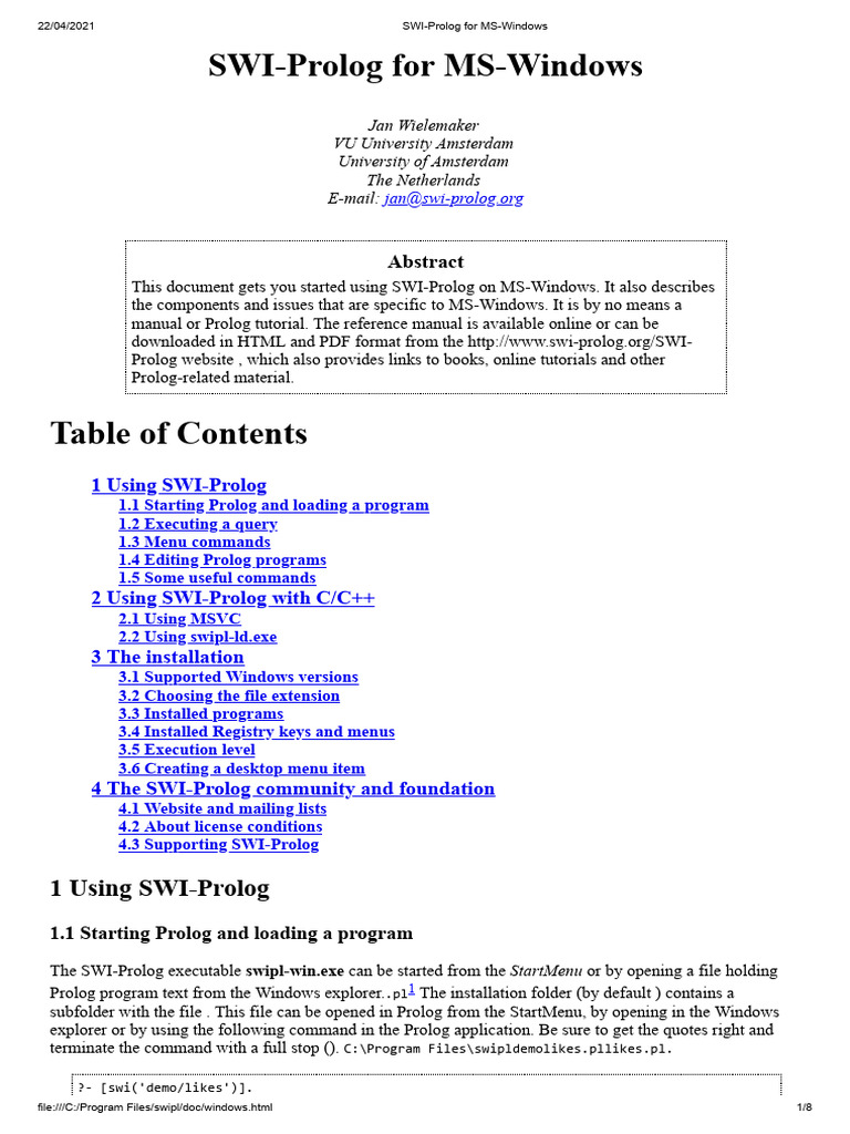 SWI-Prolog For MS-Windows | PDF | Windows Registry | Microsoft Windows