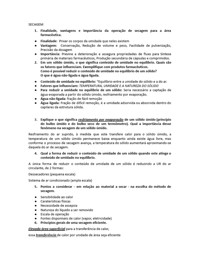 Ed Secagem | PDF | Umidade | Calor