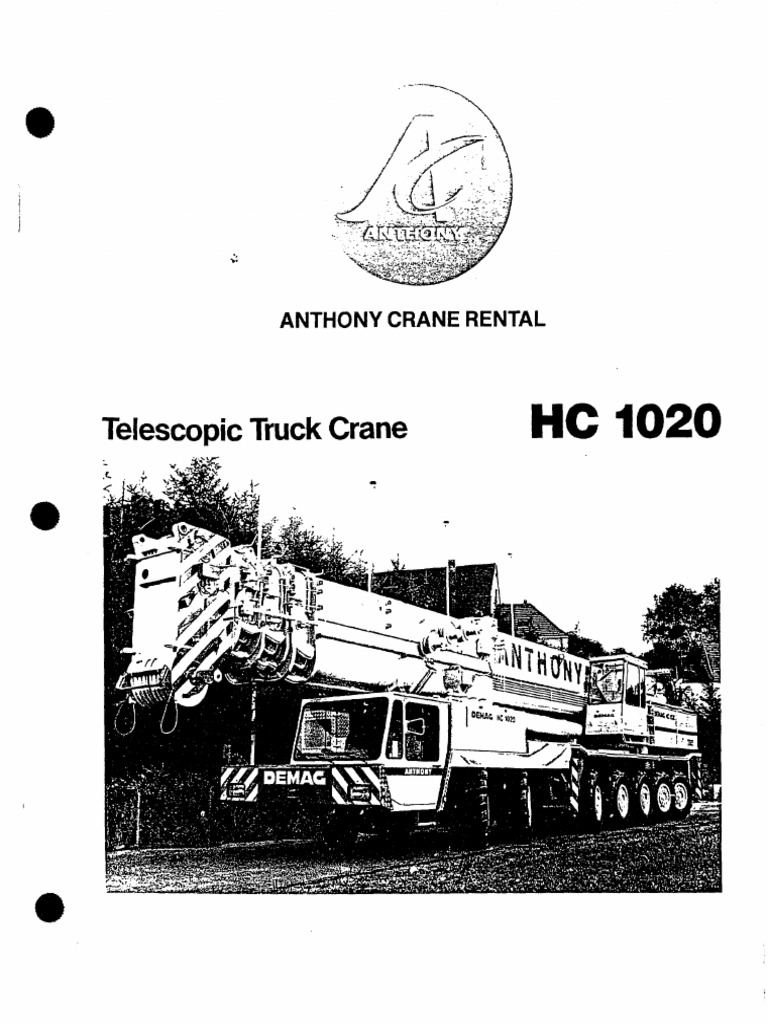 HC 1020 Telescopic Crane Specifications | PDF | Construction Equipment
