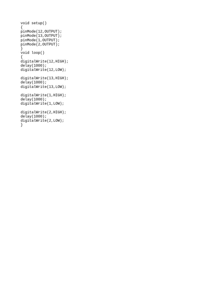 Arduino LED Blinking Code | PDF | Computers