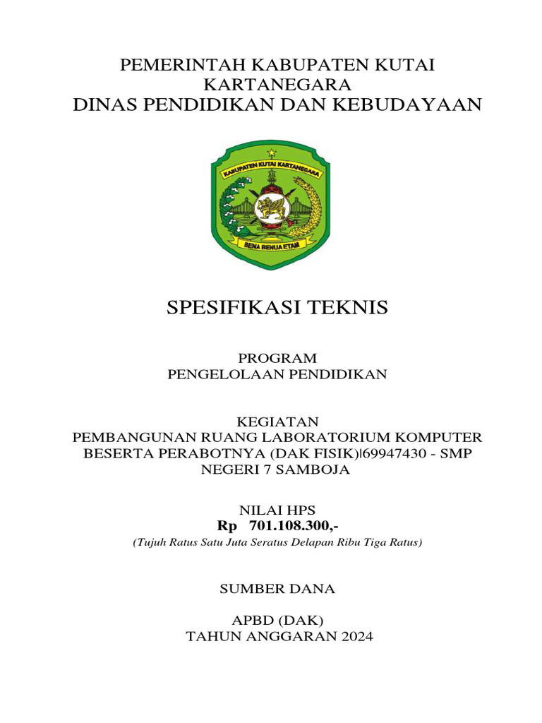 Spektek Pemb. Laboratorium Ikomputer SMP Negeri 7 Samboja | PDF ...