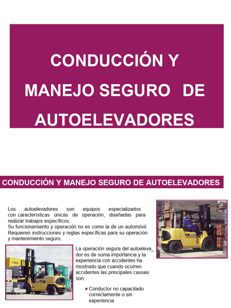 Capacitacion Manejo Seguro de Autoelevadores | PDF | Camión | Coche