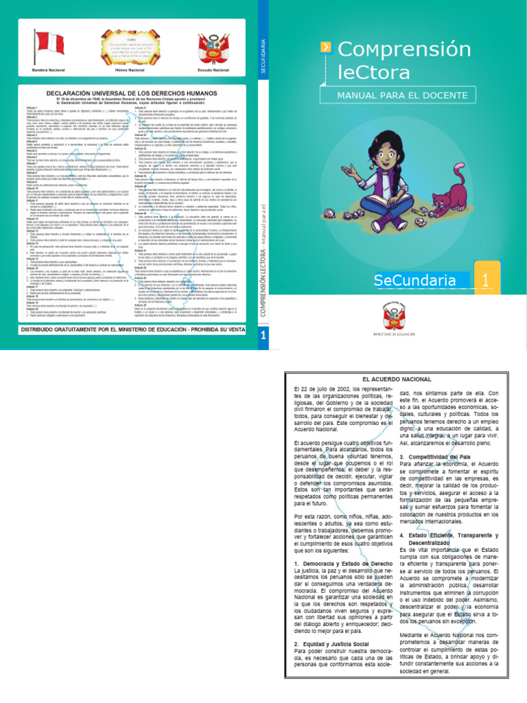 Comprensión Lectora Manual para El Docente de Primer Grado de Secundaria 2018-04-09 | PDF ...