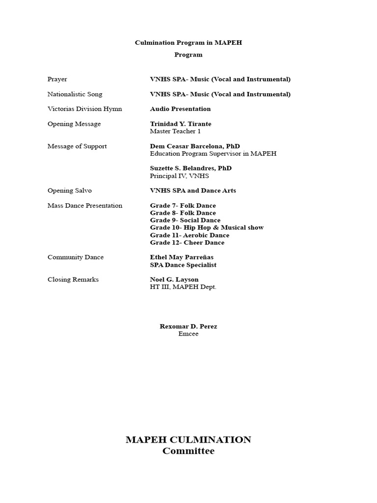 Culmination Program in MAPEH | PDF | African American Music | Musicology
