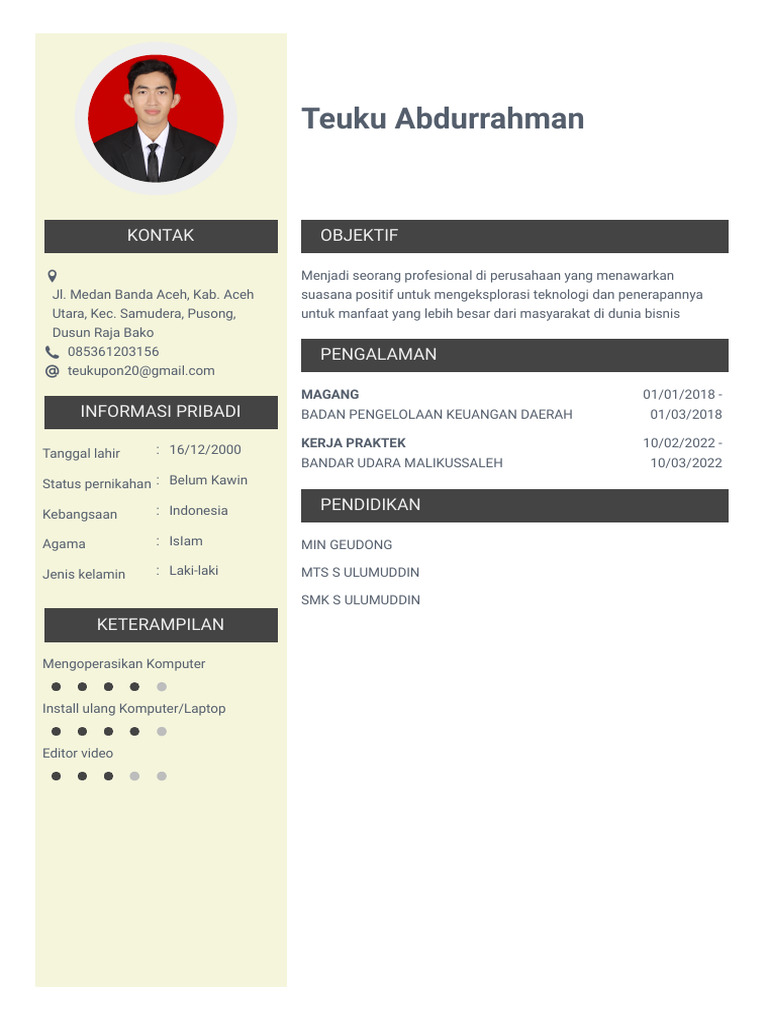 CV Dan Surat Lamaran | PDF