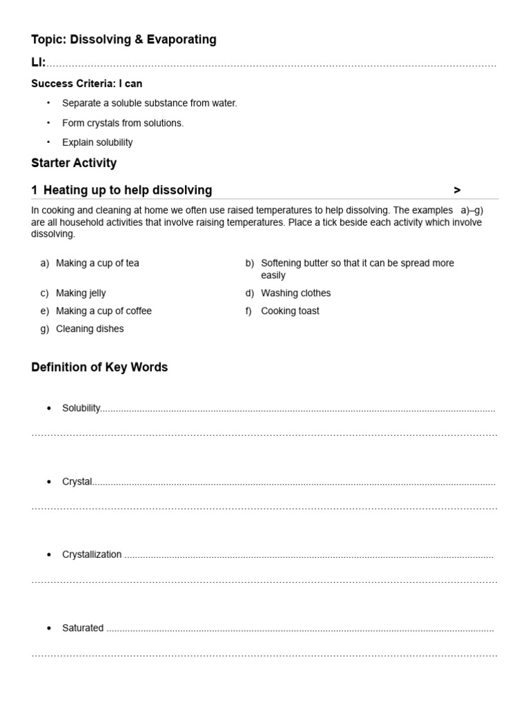 Solubitilty Worksheet | Download Free PDF | Solubility | Salt (Chemistry)