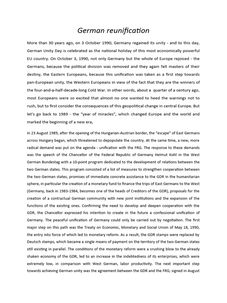 German Reunification | PDF | German Reunification | East Germany