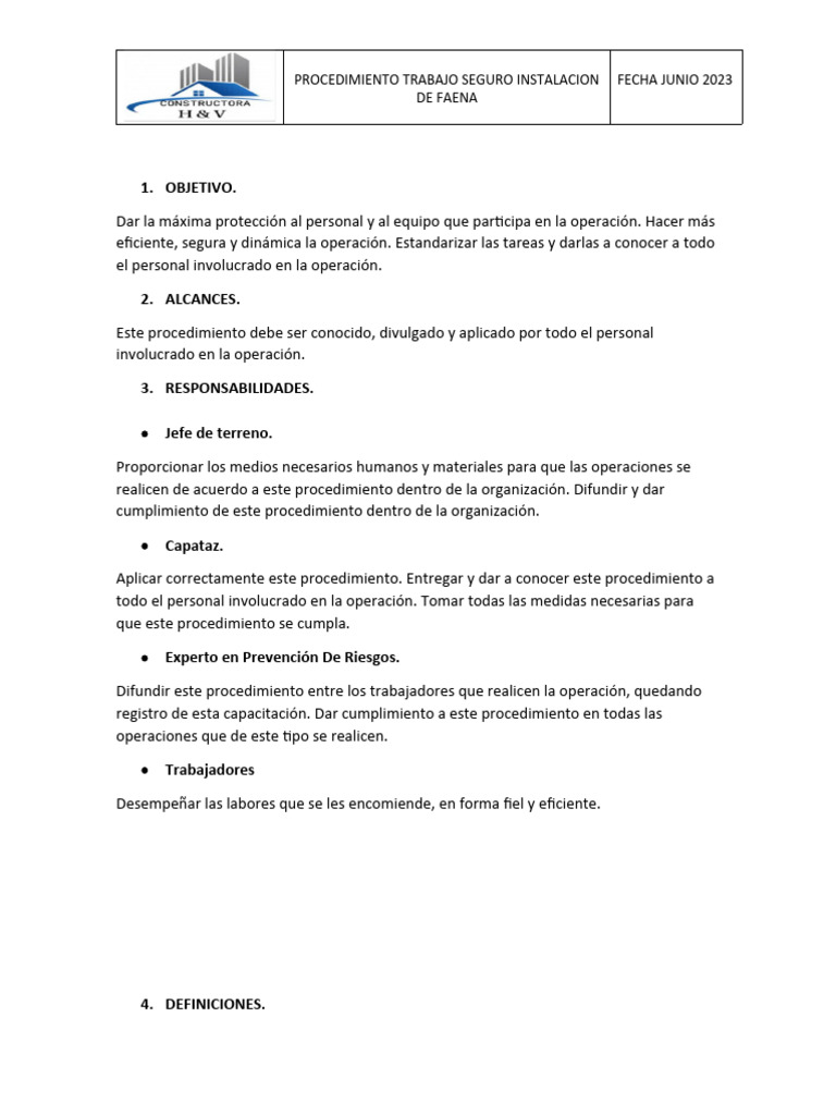 Instalacion de Faena | PDF | Agua