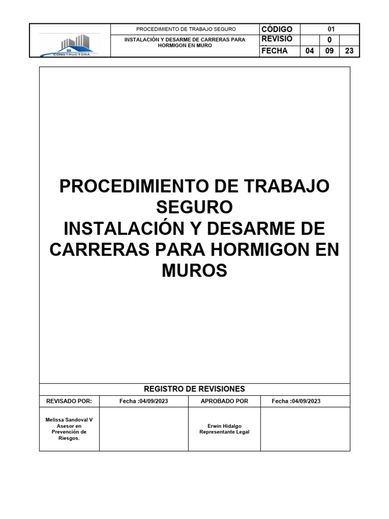 Procedimiento de Trabajo Seguro | PDF