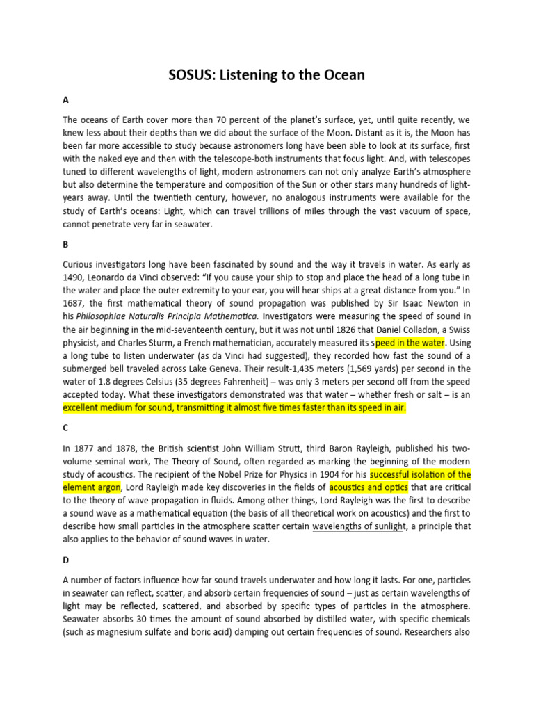 SOSUS-LISTENING-TO-THE-OCEAN | PDF | Scattering | Oceans