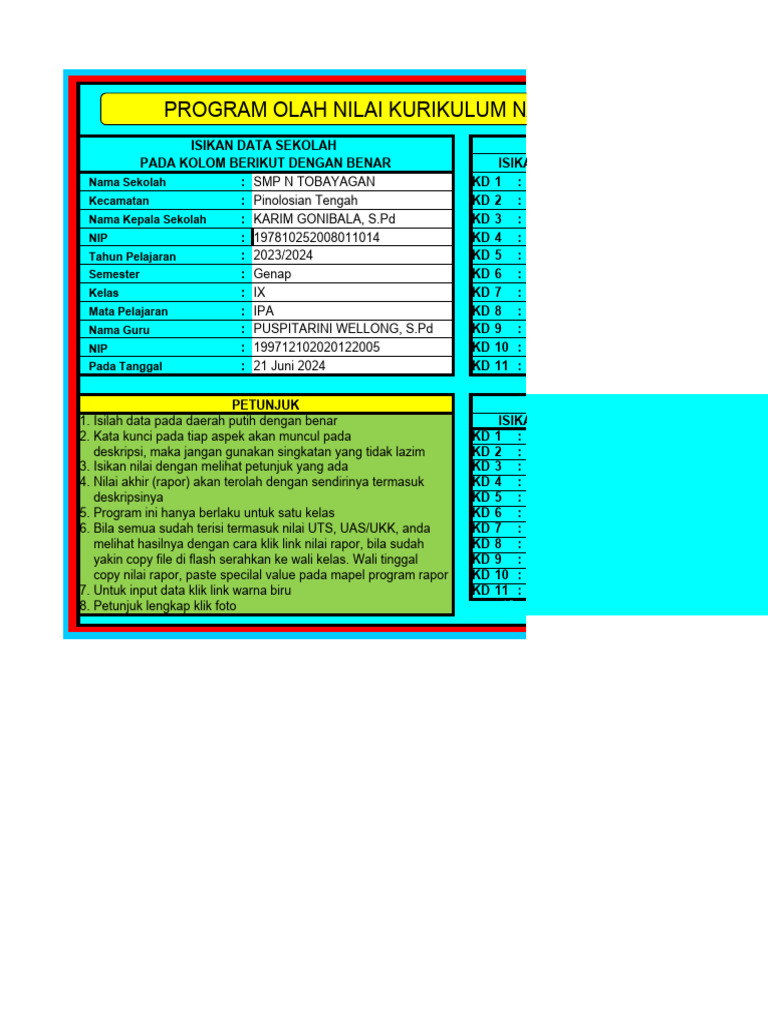 Olah Nilai IPA IX 2024 Genap | PDF